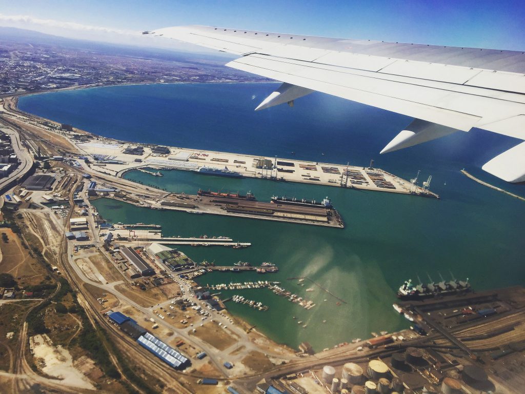 Aerial view of Port Elizabeth harbour, Eastern Cape province, So ...